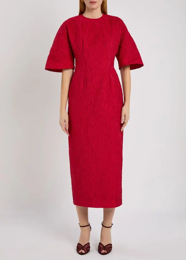 ROKSANDA Falah Cloqué Midi Dress - Red