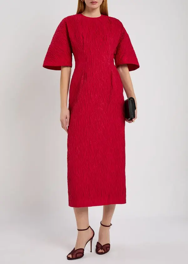 ROKSANDA Falah Cloqué Midi Dress - Red