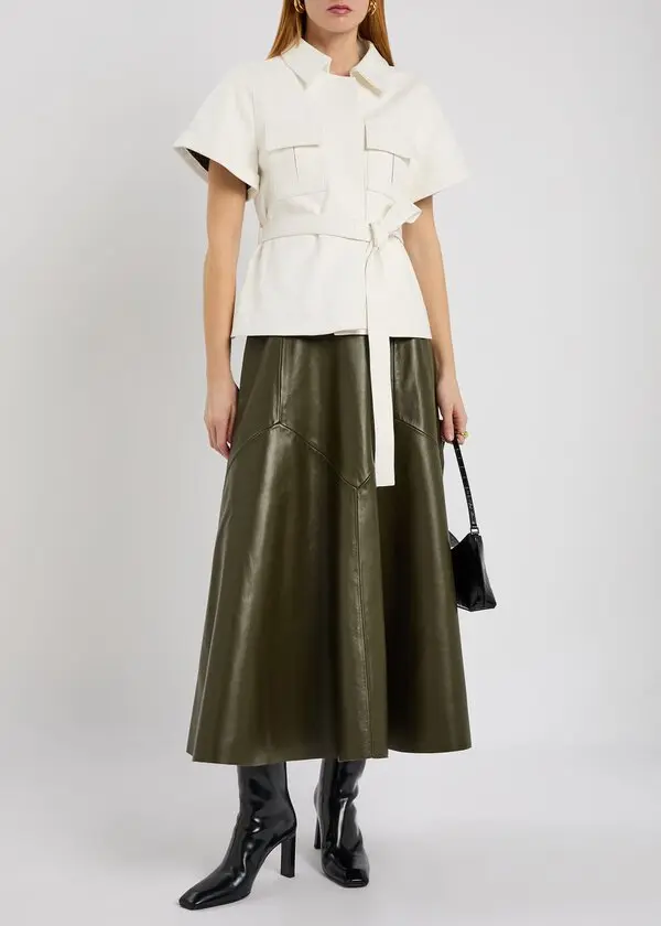 SKIIM Panelled Leather Midi Skirt