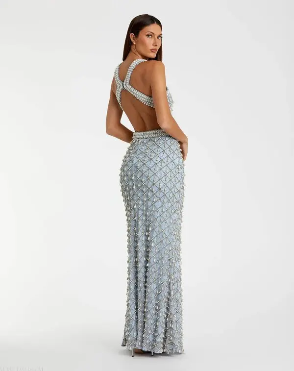 MAC DUGGAL COLLECTION Embellished Halterneck Column Gown
