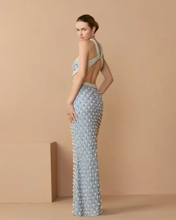 MAC DUGGAL COLLECTION Embellished Halterneck Column Gown
