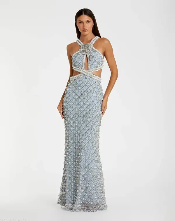 MAC DUGGAL COLLECTION Embellished Halterneck Column Gown