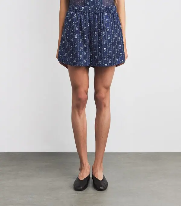 Tory Burch Satin Paisley Camp Shorts