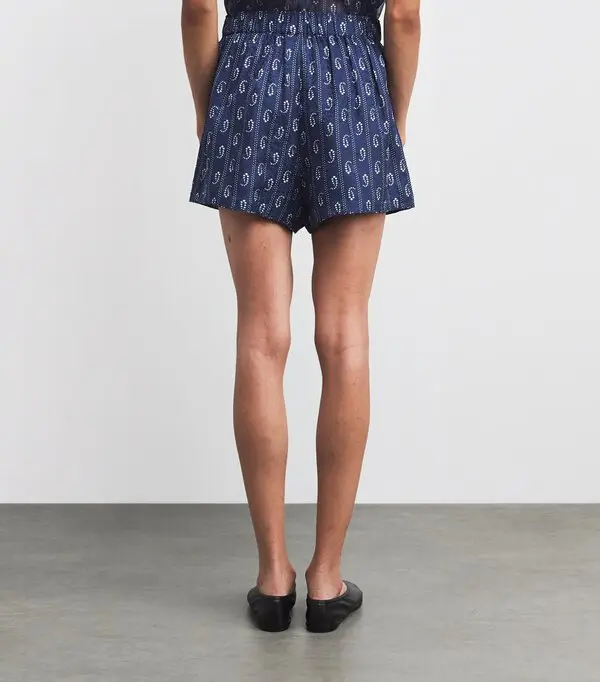 Tory Burch Satin Paisley Camp Shorts