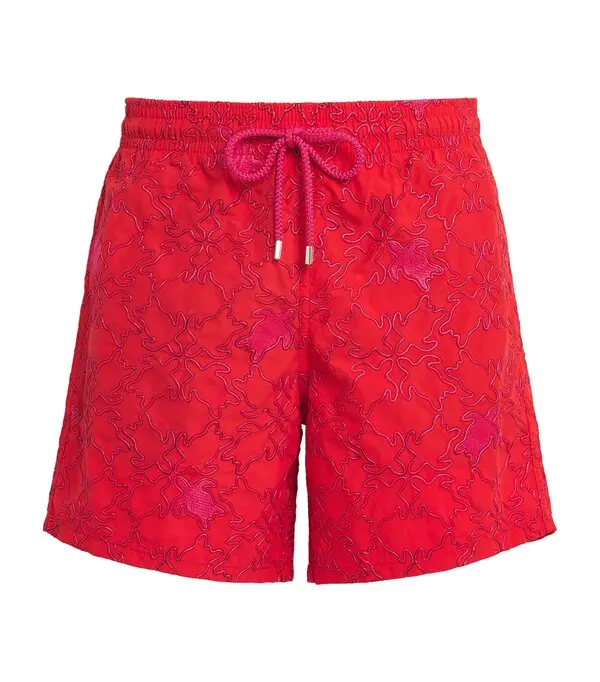 Vilebrequin Embroidered Turtle Mistral Swim Shorts - Red