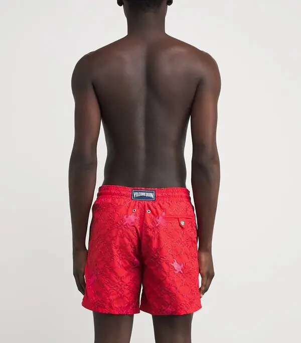 Vilebrequin Embroidered Turtle Mistral Swim Shorts - Red