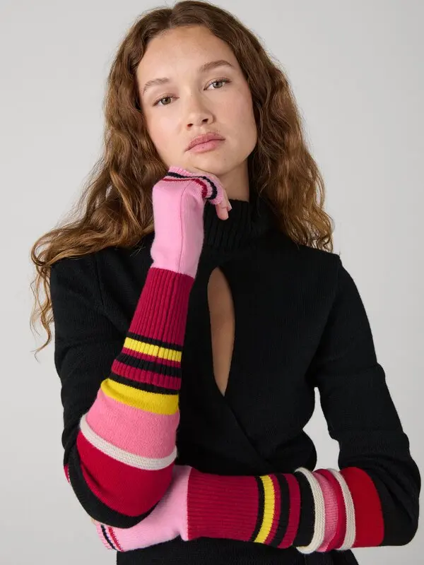 Diane Von Furstenberg Mila Fingerless Gloves - Pink Orchid Combo