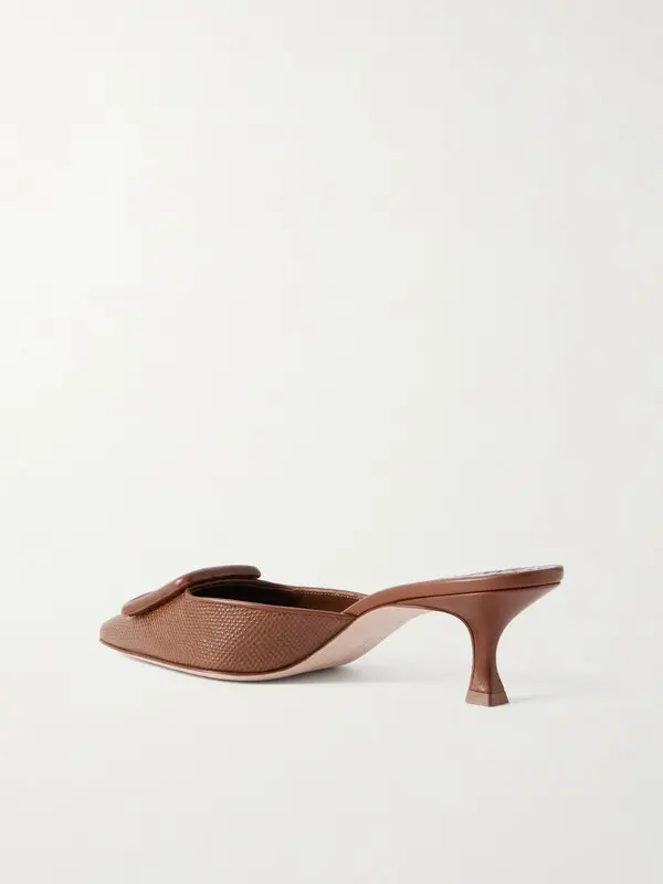 Manolo Blahnik Maysalebi 50 Lizard-effect Leather Mules - Brown