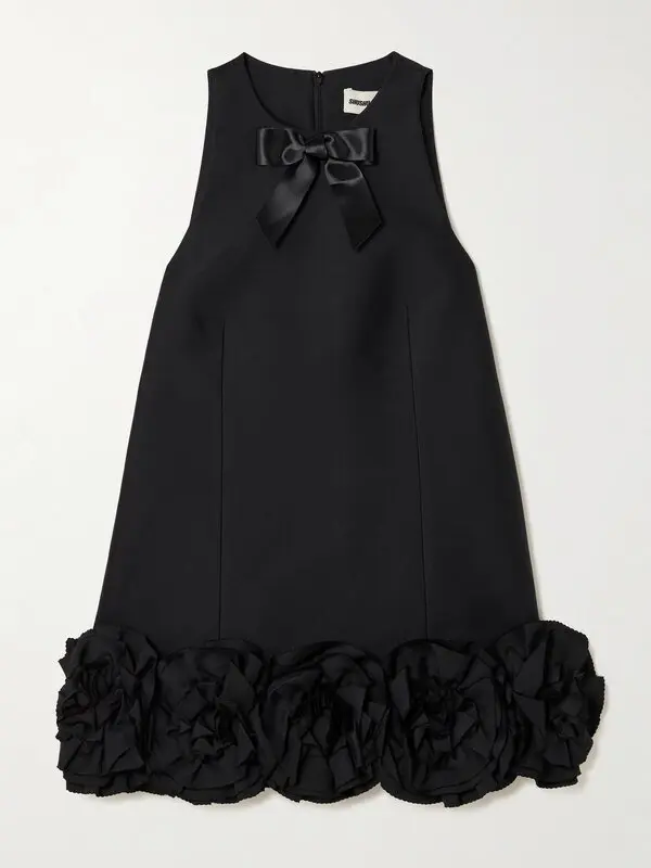 SHUSHU/TONG Appliquéd Bow-embellished Twill Mini Dress