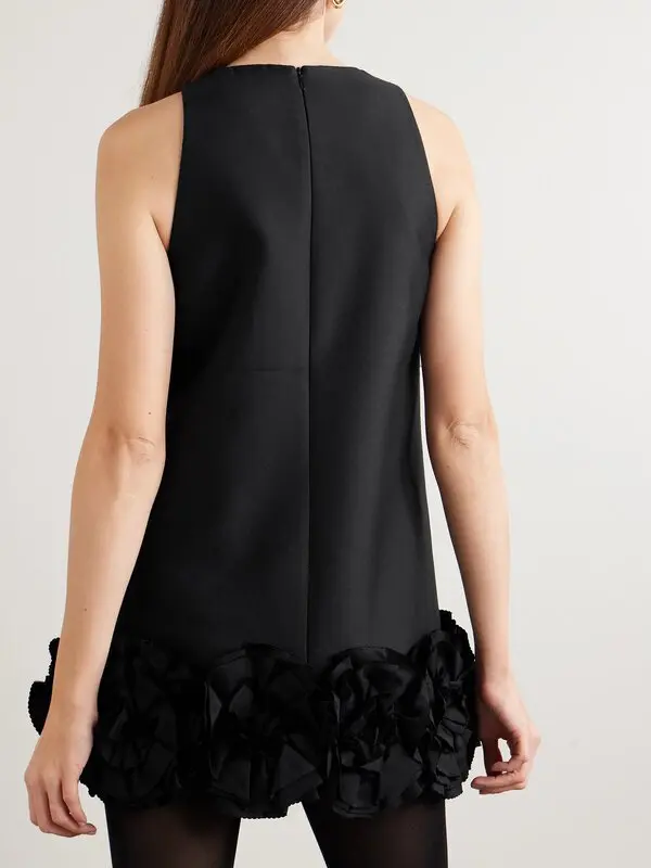 SHUSHU/TONG Appliquéd Bow-embellished Twill Mini Dress