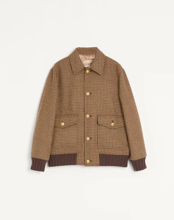 Valentino Garavani Wool Houndstooth Bomber Jacket
