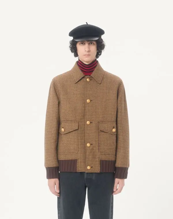 Valentino Garavani Wool Houndstooth Bomber Jacket