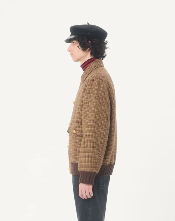 Valentino Garavani Wool Houndstooth Bomber Jacket