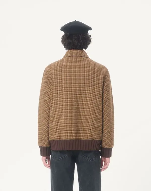 Valentino Garavani Wool Houndstooth Bomber Jacket