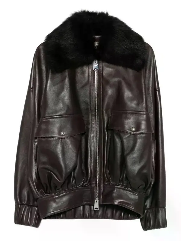 Khaite Fur-collar Leather Bomber Jacket