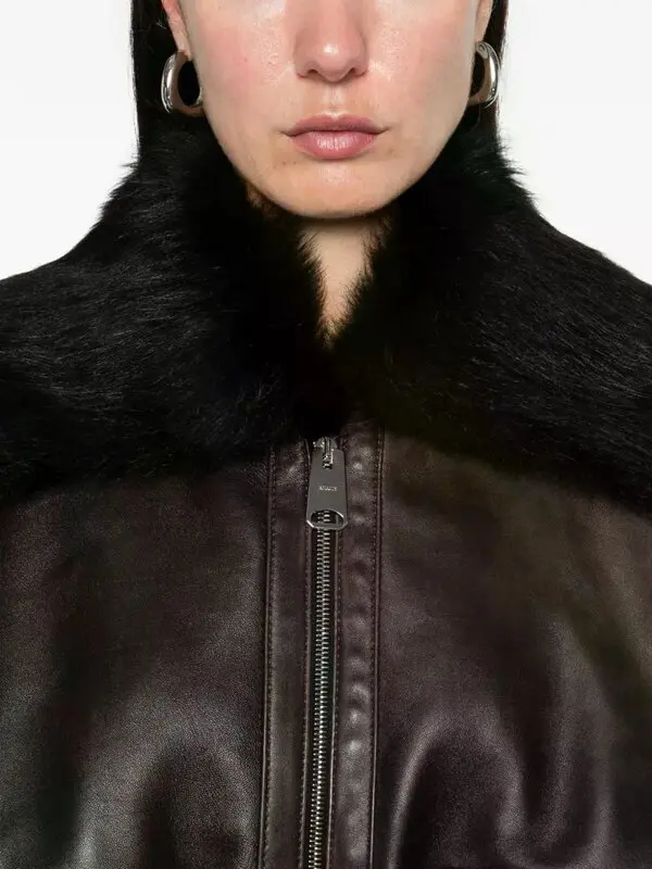 Khaite Fur-collar Leather Bomber Jacket
