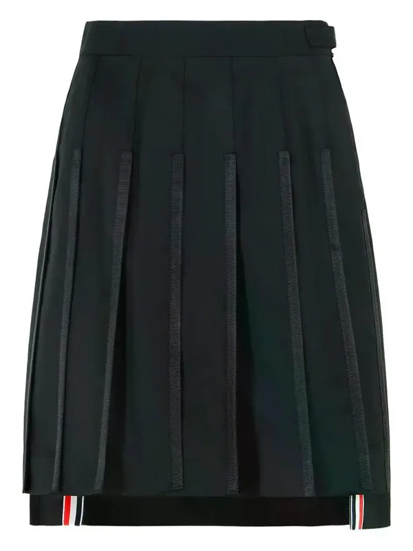 Thom Browne Pleated Grosgrain Midi Skirt