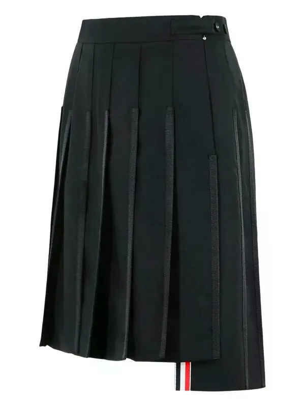 Thom Browne Pleated Grosgrain Midi Skirt