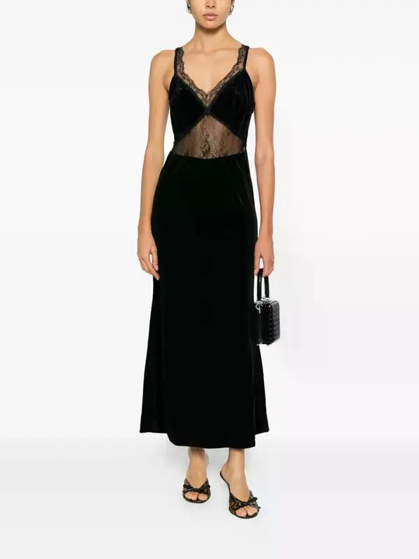 NEVER FULLY DRESSED Lace-panel Midi Dress