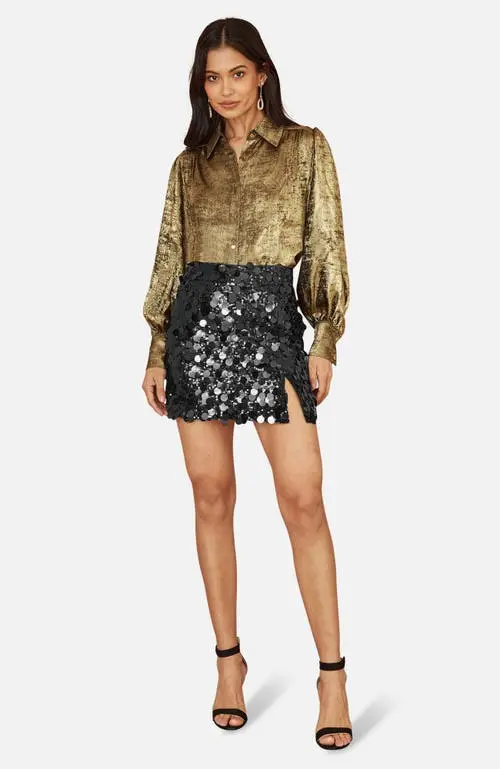 YUMI Oversized Sequin Mini Skirt With Slit