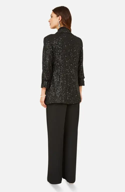 YUMI Sequin Blazer With Pockets - Black