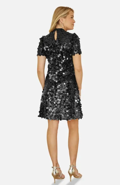 YUMI Sequin Keyhole Neck Tunic Dress