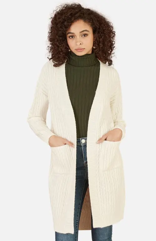 YUMI Cable Knit Long Sleeve Cardigan