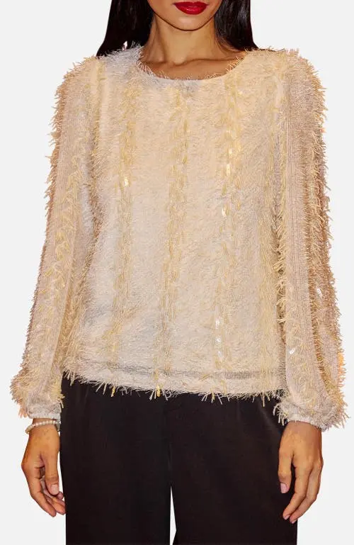 YUMI Sequin Long Sleeve Top - Ivory