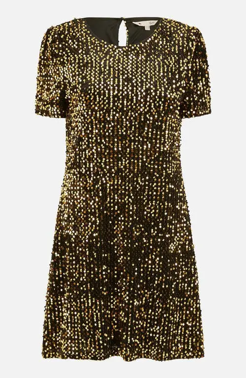 Yumi Sequin Tunic Mini Dress - Gold | Editorialist