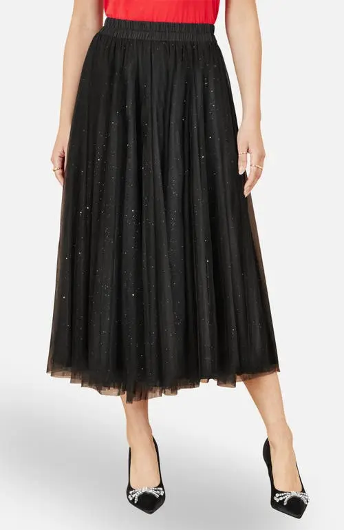 YUMI Sparkle Mesh Tulle Midi Skirt