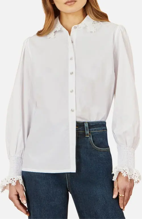 YUMI Lace Trim Cotton Shirt