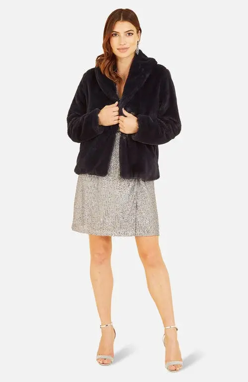 YUMI Faux Fur Wrap Coat