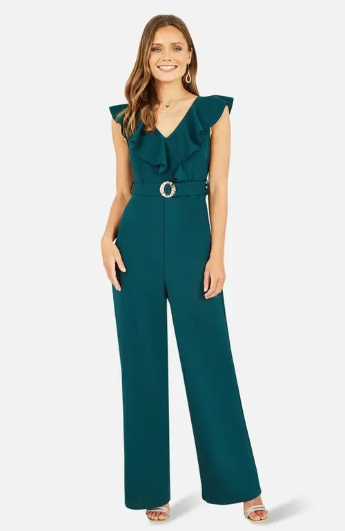 YUMI Sleeveless V-neck Jumpsuit - Green