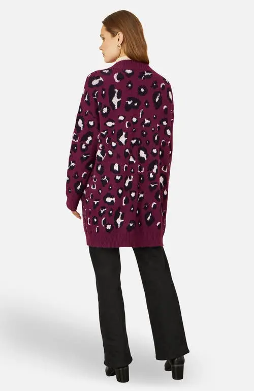 YUMI Animal Intarsia Long Cardigan