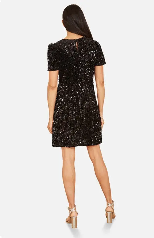 YUMI Sequin Tunic Mini Dress - Black