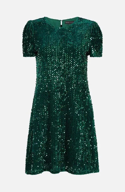 YUMI Sequin Tunic Mini Dress - Green