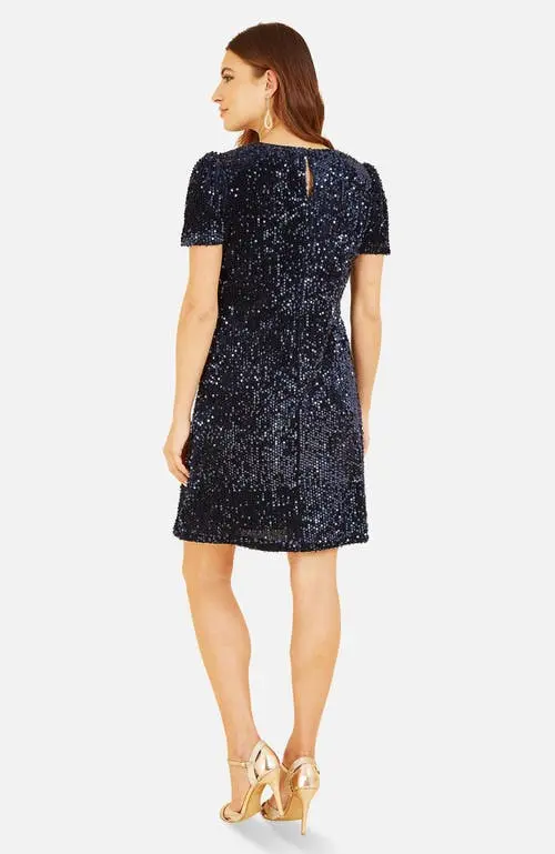 YUMI Sequin Tunic Mini Dress - Navy