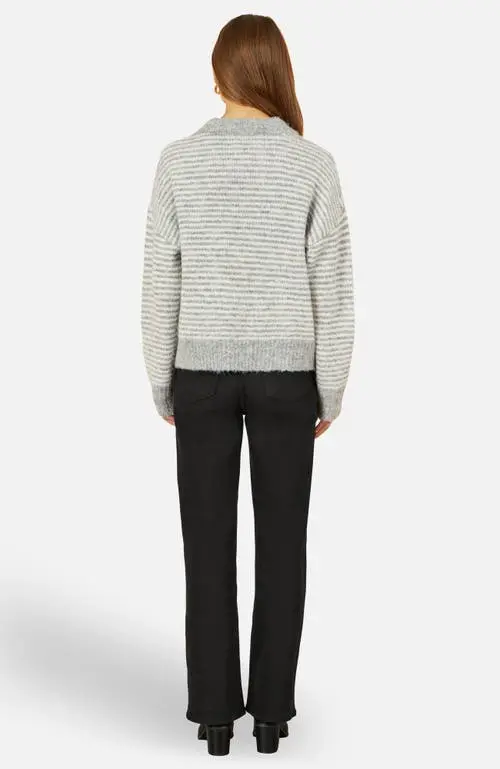 YUMI Striped Floral Applique Sweater