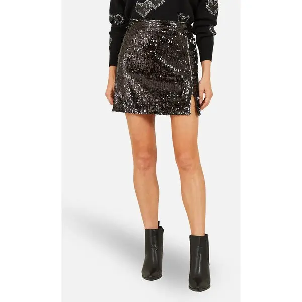 YUMI Sequin Mini Skirt - Black