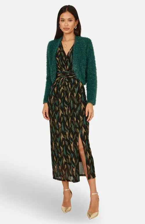 YUMI Metallic Fluffy Eyelash Bolero - Green