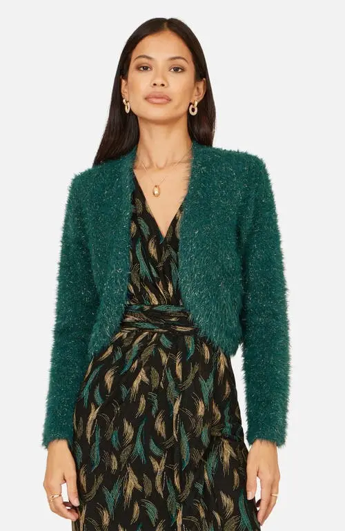 YUMI Metallic Fluffy Eyelash Bolero - Green