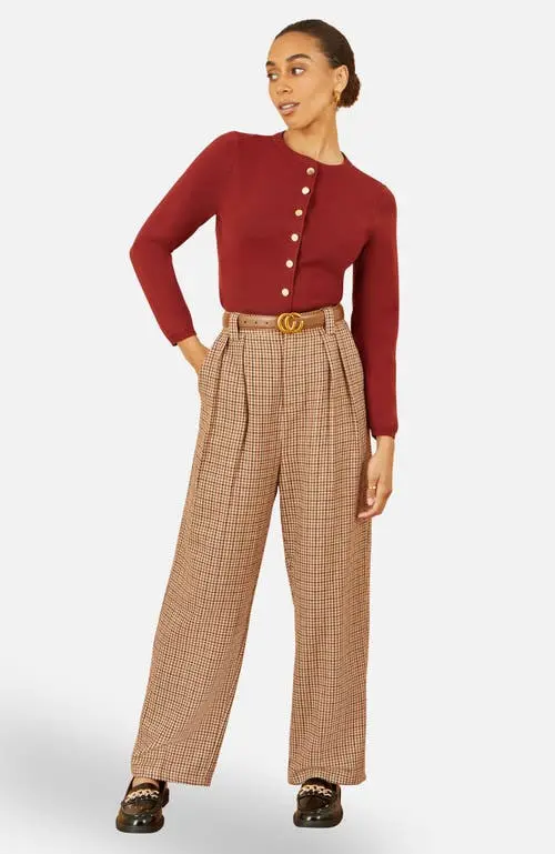 YUMI Check Wide Leg Trousers
