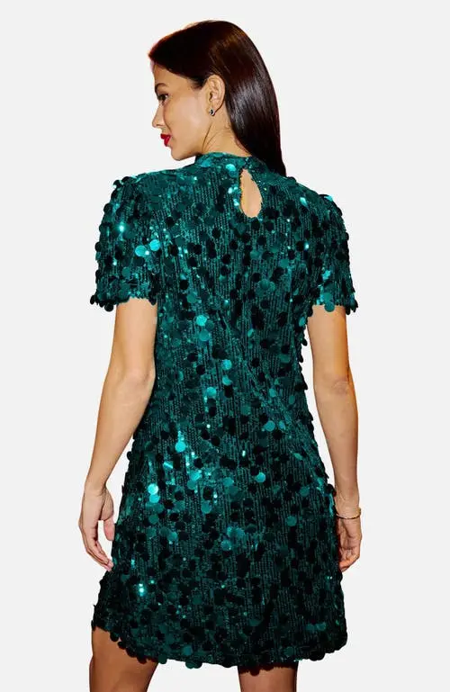 YUMI Sequin Tunic Mini Dress - Green