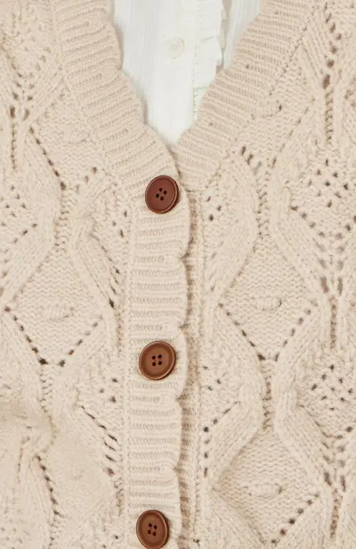 YUMI Button-up Chunky Cable Knit Vest