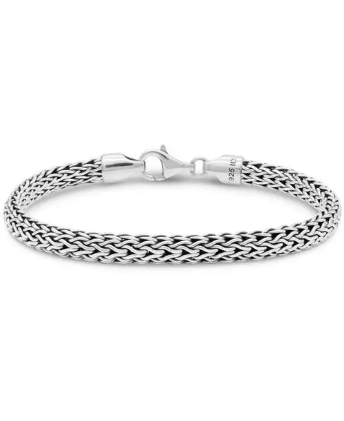 DEVATA Sterling Dragon Bone Oval Chain Bracelet - Silver
