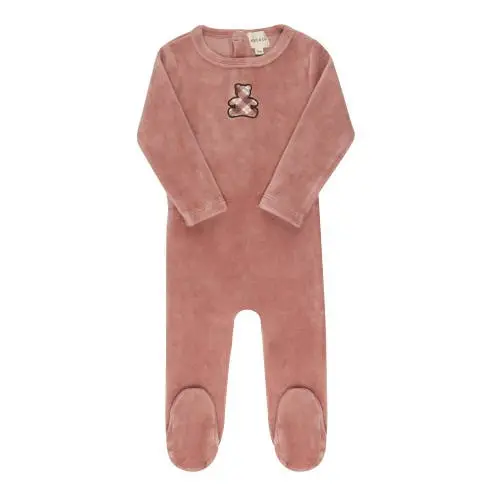 ELY'S & CO. Velour Plaid Bear Footie - Pink
