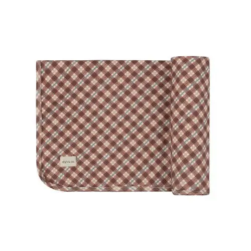 ELY'S & CO. Velour Plaid Bear Collectionblanket - Pink