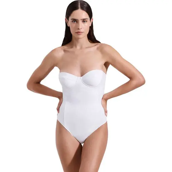 LUMA GOTTEX Emanuelle Textured Underwire Bandeau One-piece - White
