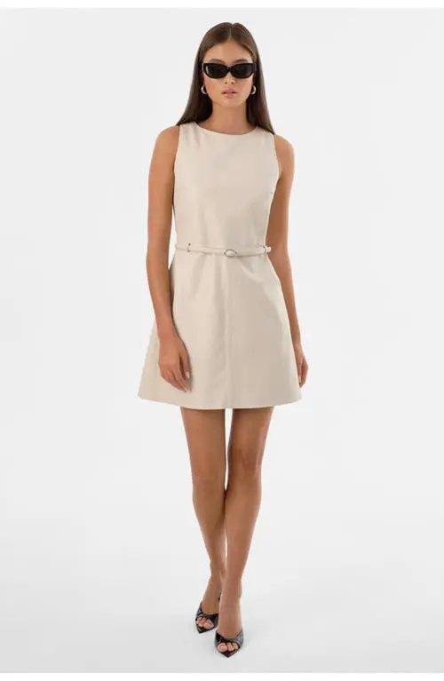 LAMARQUE Hilma Leather Shift Dress - Bone