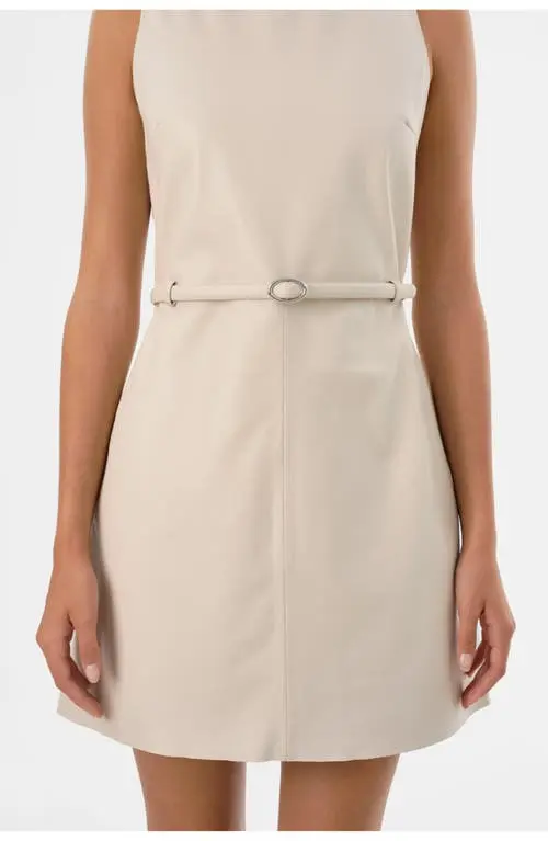 LAMARQUE Hilma Leather Shift Dress - Bone